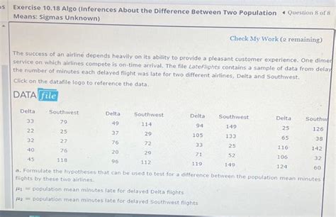 Solved Exercise 1018 Algo Inferences About The Difference