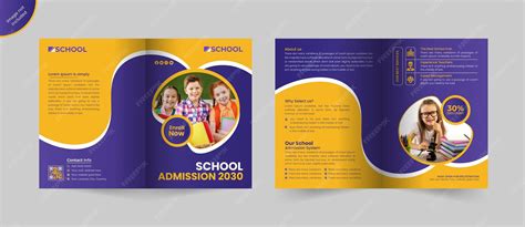 Premium Vector School Admission Bi Fold Brochure Template Or School