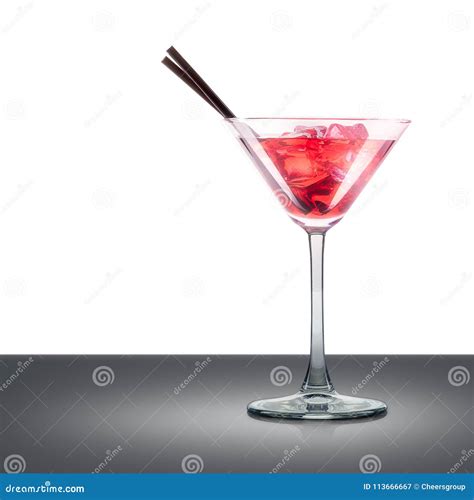 Cosmopolitan Cocktail In Martini Glass Isolated Stock Image Image Of