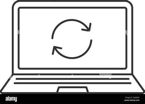 Laptop Restart Linear Icon Thin Line Illustration Notebook With Cycling Arrow Reboot Contour