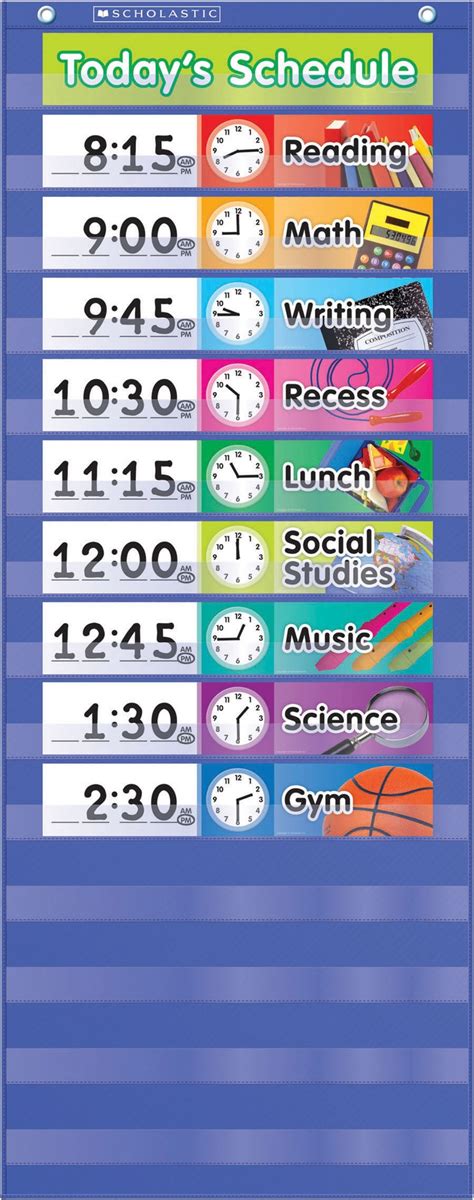 Daily Schedule With Images Pocket Chart Classroom Schedule