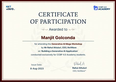 Excited To Share That Ive Successfully Completed The Generative Ai Workshop At Nxt Wave