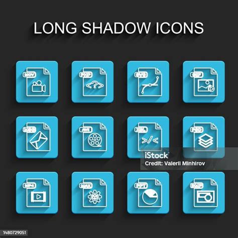 라인 Mp4 파일 문서 최대 이동 Ppt 파일 Bmp 아비 Psd 및 Xsl 아이콘을 설정합니다 벡터 0명에 대한 스톡 벡터