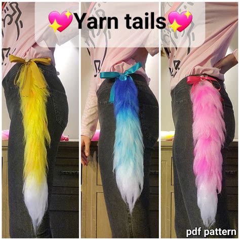 Acrylic Yarn Tail Pattern Therian Keychain Durable Diy Pdf