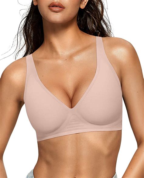 Oeak Womens Deep V Bras Comfortable Bra Support Push Up Bralettes Low
