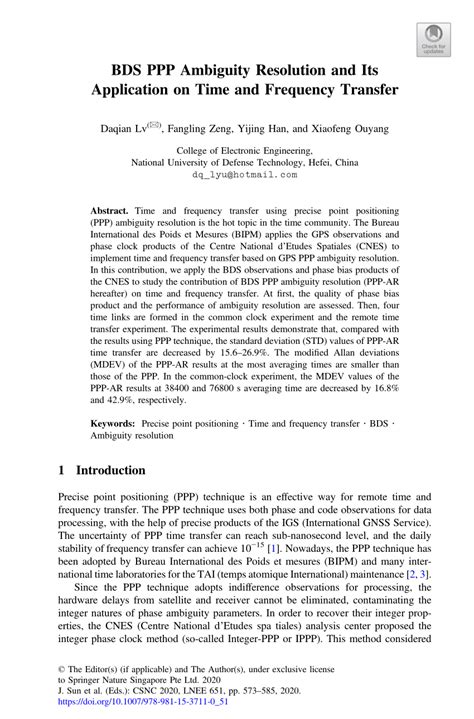 Pdf Bds Ppp Ambiguity Resolution And Its Application On Time And Frequency Transfer