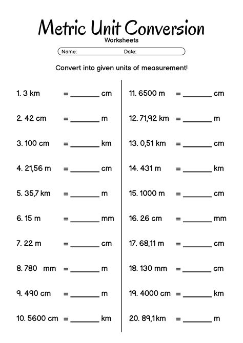 Activity Sheets To Convert Between Units