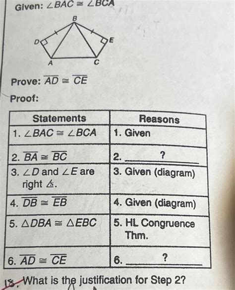 solved given ∠bac≅∠bca prove ad≅ce proof 18 what is the