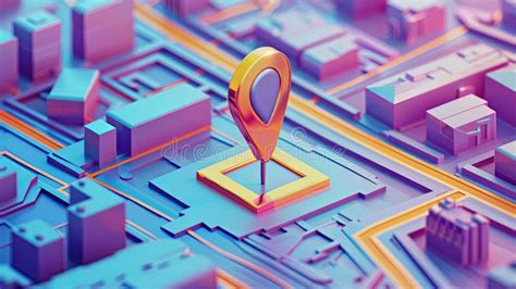 Map With A Pinpoint Navigation Pin In The Center Showing Gps Tracking And Location Mapping