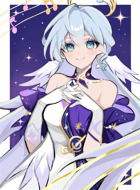 Safebooru 1girl Bare Shoulders Beamed Eighth Notes Blue Eyes Blue