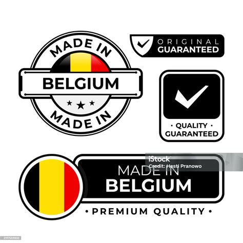 벨기에에서 만든 배지 번들 라벨 아이콘 엠블럼은 흰색 배경에 고립되어 있습니다 고급에 대한 스톡 벡터 아트 및 기타 이미지
