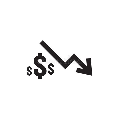 Dollar Decrease Icon Money Symbol With Arrow Stretching Rising Drop