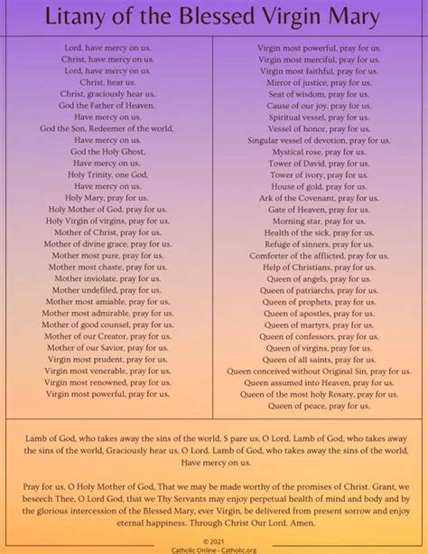 Litany Of Blessed Virgin Mary Prayer Outlet