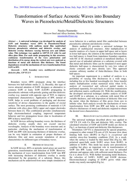 Pdf Transformation Of Surface Acoustic Waves Into Boundary Waves In Piezoelectricmetal