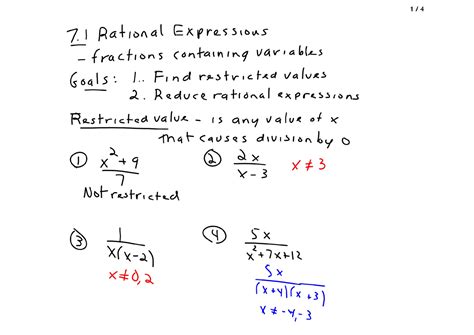 Rational Variable Expressions Intermediate Algebra Lecture Handout