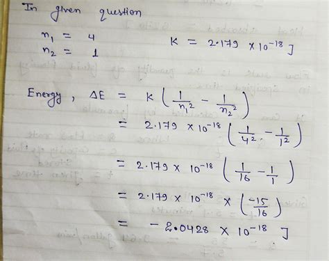 [solved] Using The Bohr Model Determine The Energy In Joules Of The Photon Produced When An