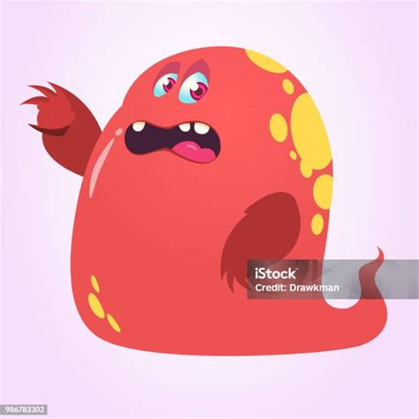 무서운 만화 괴물 이나 유령 가리키는 손입니다 붉은 귀신의 벡터 할로윈 그림 가리키기에 대한 스톡 벡터 아트 및 기타 이미지 가리키기 공포 무서움 과체중 Istock