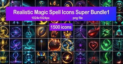 realistic magic spell icons super bundle1 2d icons unity asset store