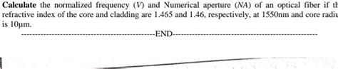 Calculate The Normalized Frequency V And Numerical