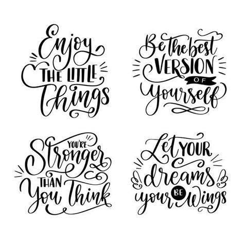 Positive Lettering Set Calligraphic Fonts Inspirational Quotes In