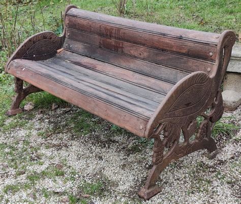 Ancien Banc Fonte Et Bois Décor Pélican Jardin Ancien Extérieur Ancien Vintage Naturel Vendu