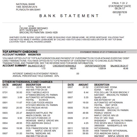Handy Bank Statement Templates WORD EXCEL Day To Day Email
