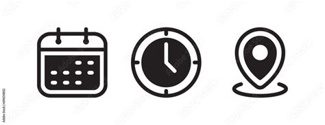Time Date And Address Icon Vector Event Elements Stock Vector