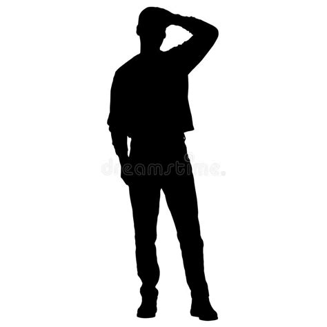 Vector Silhouettes Of Men Standing Man Shape Black Color On Isolated