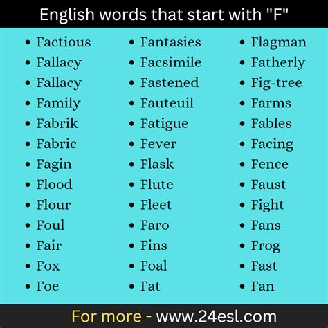 English Words That Start With F Esl Com