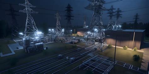 Smart Grid Energy Distribution Electricity Utilities Hype Generative AI Stock Illustration