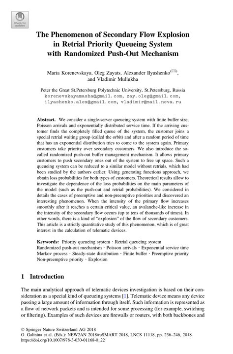 Pdf The Phenomenon Of Secondary Flow Explosion In Retrial Priority