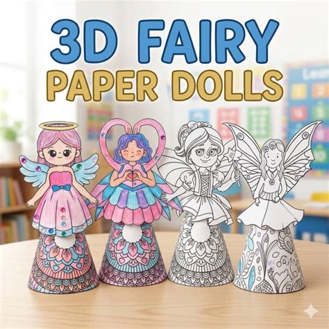 3d Fairy Paper Dolls Craft Stand Up Figures Fantasy Fairy Tale