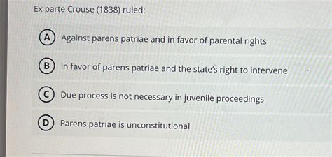 solved ex parte crouse 1838 ﻿ruled against parens patriae