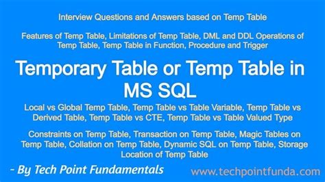 Sql Temporary Table Interview Questions And Answers