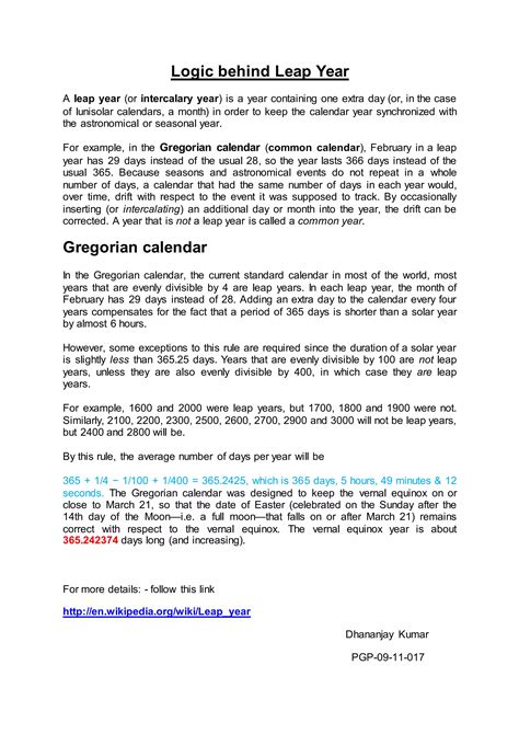 Logic Behind Leap Year Docx