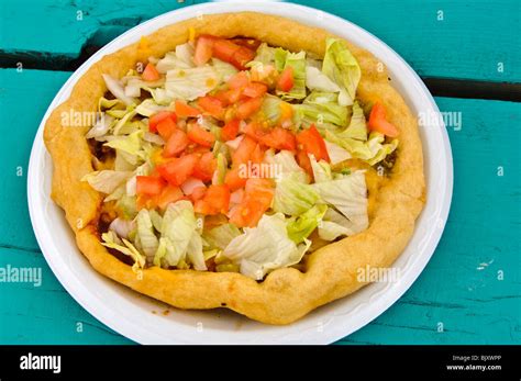 Navajo Or Native Indian Fry Bread Taco Taos Pueblo New Mexico Stock