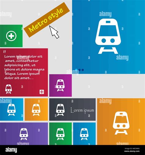 Train Icon Sign Metro Style Buttons Modern Interface Website Buttons