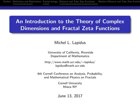 [ppt] An Introduction To The Theory Of Complex Dimensions And Fractal Zeta Powerpoint