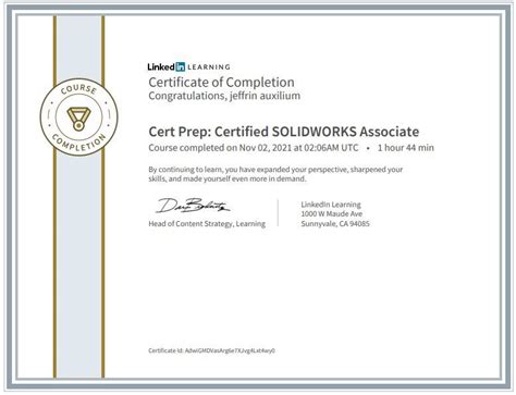 Jeffrin Auxilium On Linkedin Solidworks Cswa