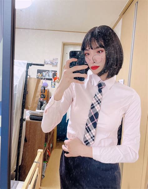 미니레코드 On Twitter 안경 단발 속성의 여고생 여장 여장남자 Cd Crossdresser 女装男子 女装 안경 단발 여고생