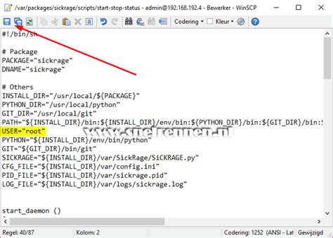WinSCP Handleiding Start Stop Script SickRage