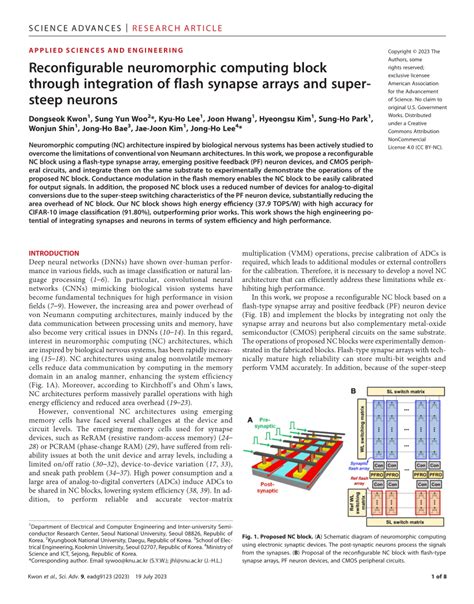Pdf Reconfigurable Neuromorphic Computing Block Through Integration
