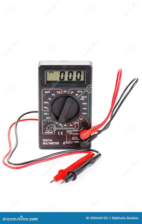 Digital Electrical Tester Multimeter In Black Case Isolated On White Background Digital
