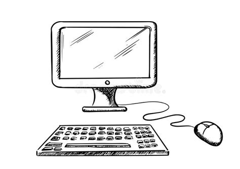 Desktop Computer With Mouse And Keyboard Stock Vector Illustration Of