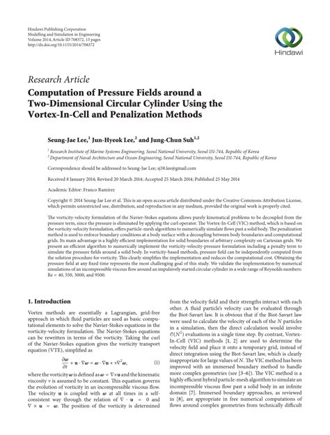 Pdf Computation Of Pressure Fields Around A Two Dimensional Circular