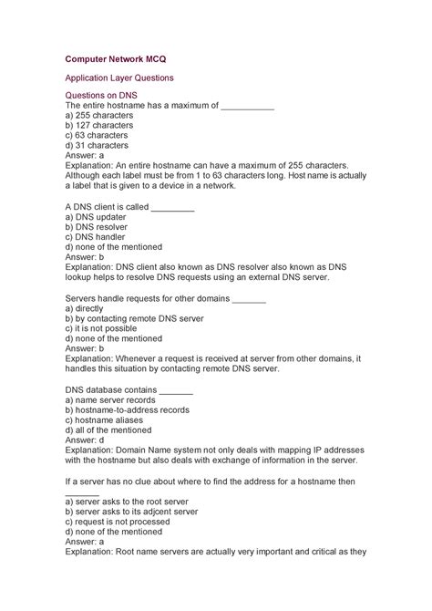 Vi Computer Network Mcq Computer Network Mcq Application Layer