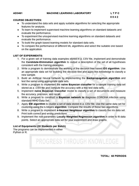 Machine Learning Lab Course Guide Pdf Machine Learning Applied Mathematics