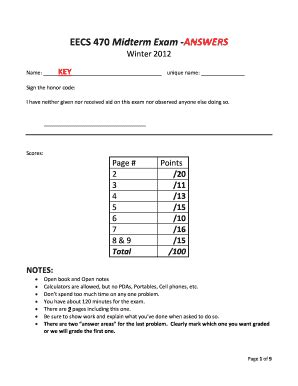 Fillable Online EECS Midterm Exam ANSWERS Fax Email Print PdfFiller