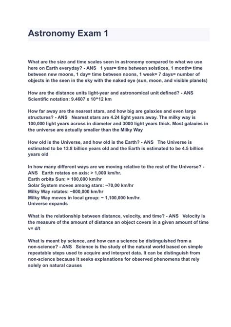 Astronomy Exam 1 Questions And Answers Astronomy Stuvia Us