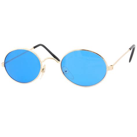 Shop Gogs Blue Gold Vintage Oval Sunglasses For Men Giant Vintage Sunglasses